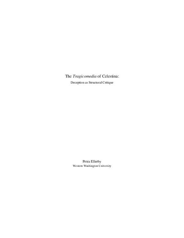 (PDF) The Tragicomedia of Celestina: Deception as Structural Critique