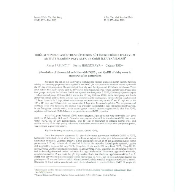 (PDF) DOĞUM SONRASI ANÖSTRUS GÖSTEREN SÜT İNEKLERİNDE OVARYUM ...