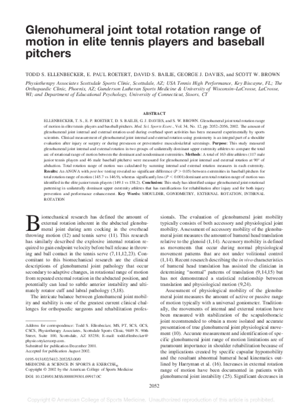 (PDF) Glenohumeral joint total rotation range of motion in elite tennis ...
