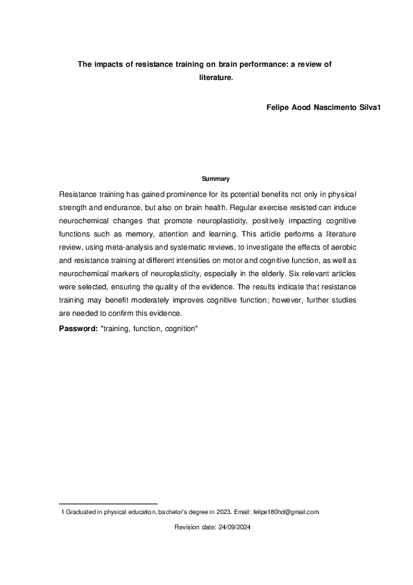 (PDF) The impacts of resistance training on brain performance: a review ...