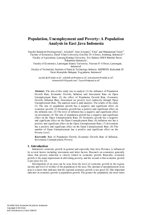 (PDF) Population, Unemployment and Poverty: A Population Analysis in East Java Indonesia ...
