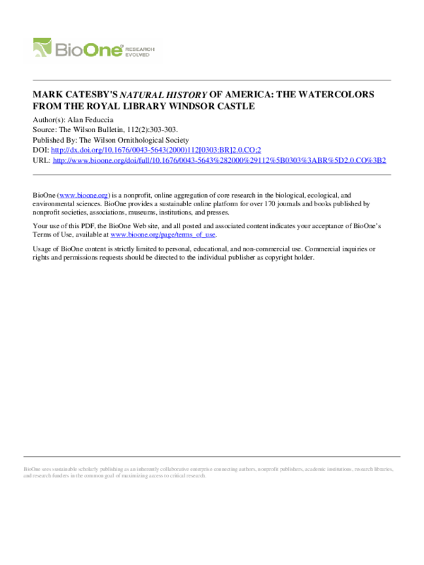 (PDF) Mark Catesby'Snatural Historyof America: The Watercolors from the ...