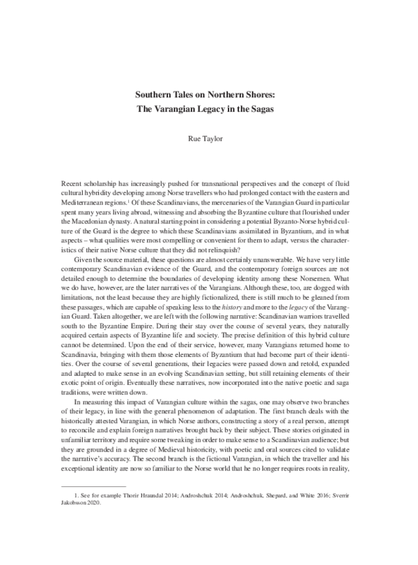 (PDF) Southern Tales on Northern Shores: The Varangian Legacy in the Sagas
