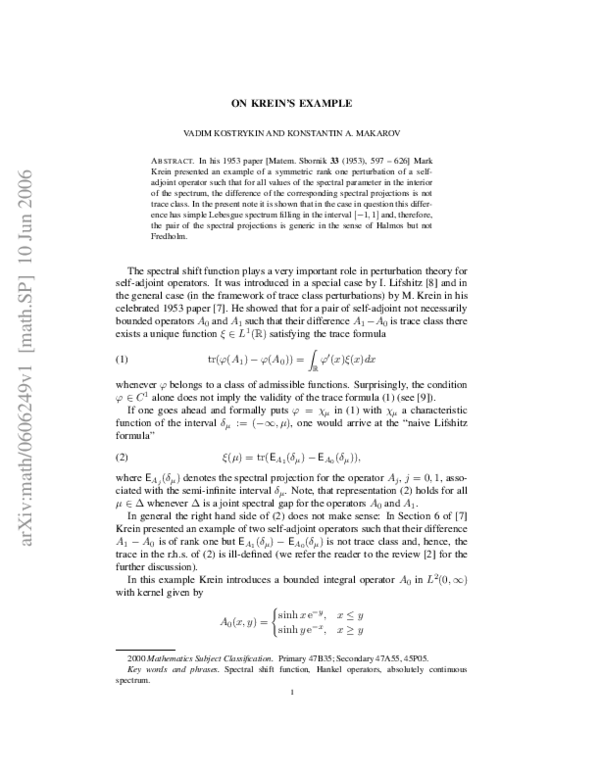 (PDF) On Krein's Example
