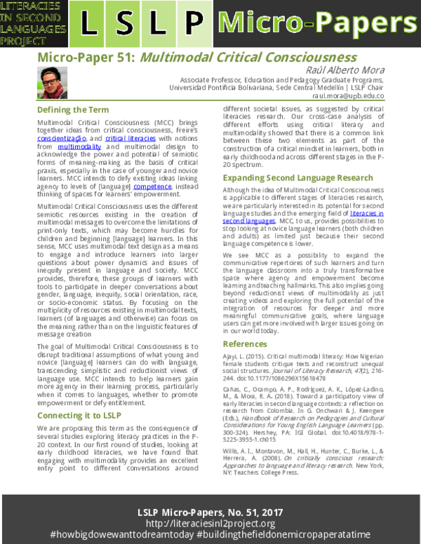 (PDF) LSLP Micro-Paper 51: Multimodal Critical Consciousness