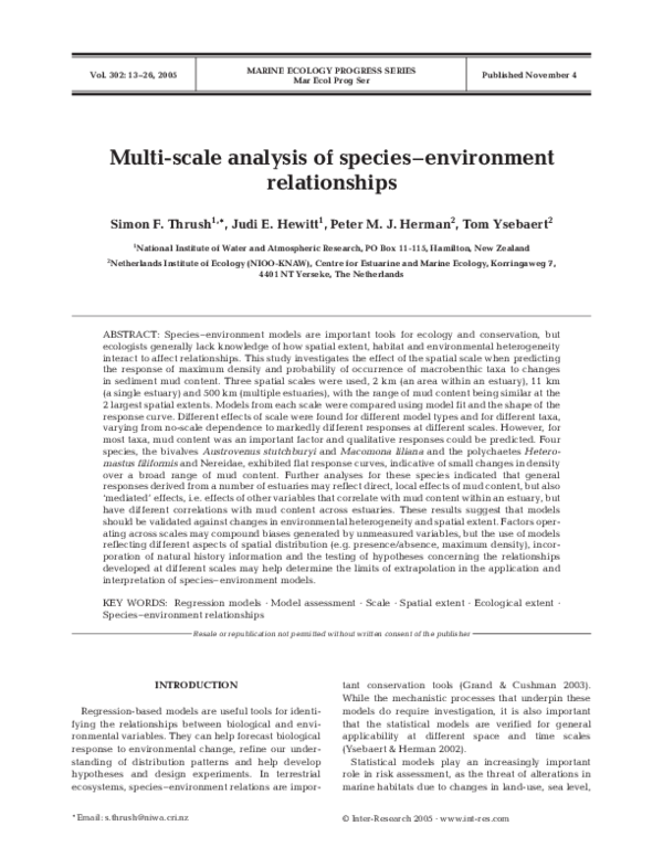 (PDF) Multi-scale analysis of species-environment relationships