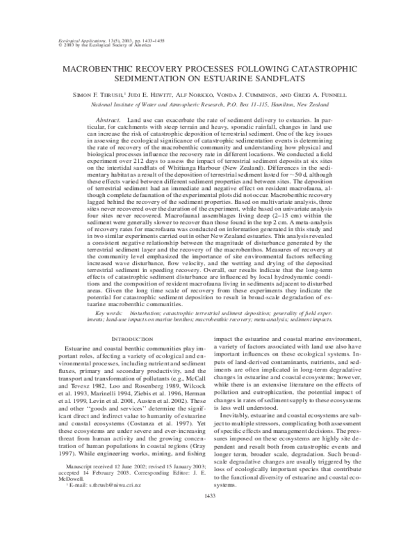 (PDF) Macrobenthic Recovery Processes Following Catastrophic ...