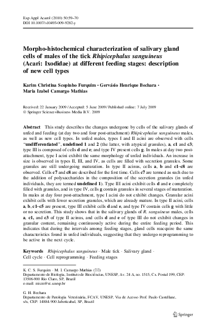 (PDF) Morpho-histochemical characterization of salivary gland cells of ...