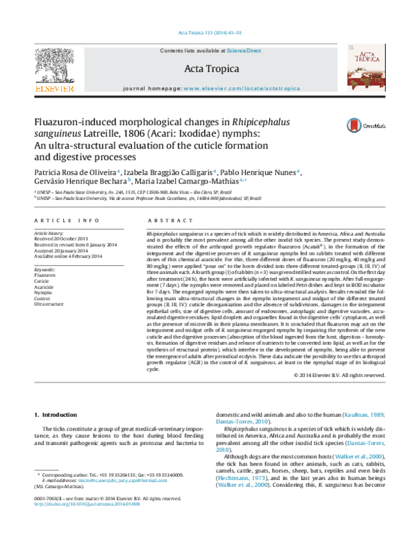(PDF) Fluazuron-induced morphological changes in Rhipicephalus ...