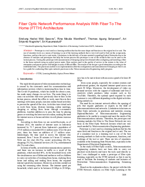(PDF) FTTH Architecture: Fiber Optic Network Analysis