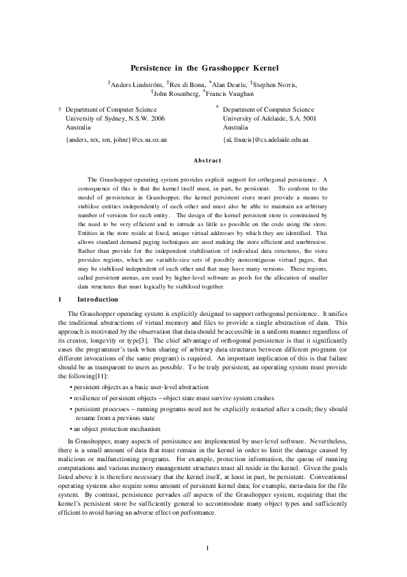 (PDF) Persistence In the Grasshopper Kernel