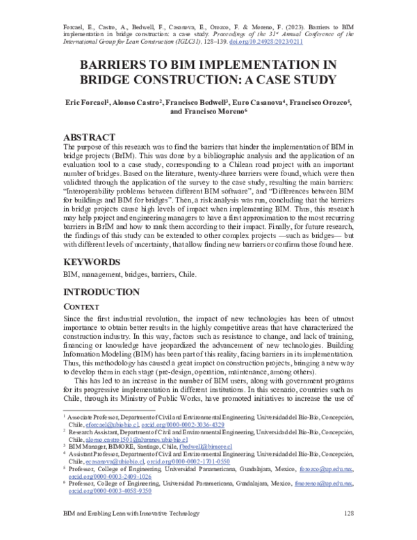 (PDF) Barriers to BIM Implementation in Bridge Construction: A Case Study