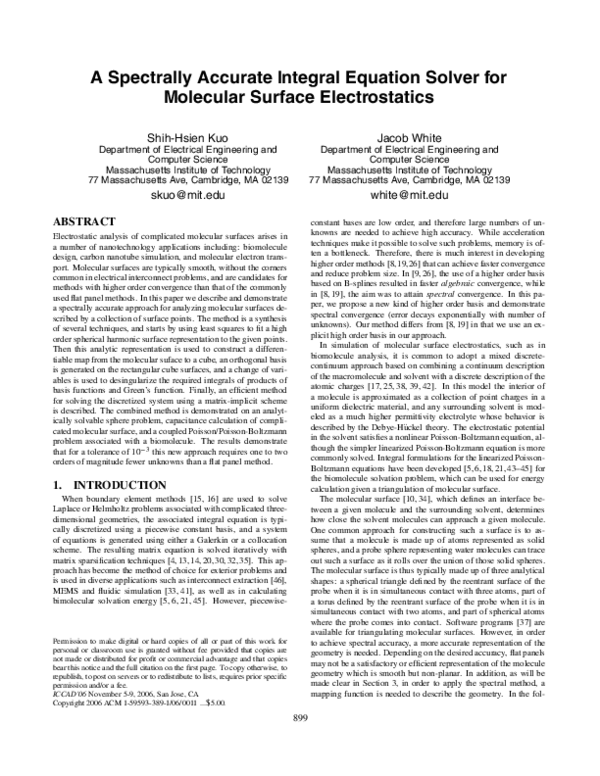 (PDF) A meshless, spectrally accurate, integral equation solver for molecular surface electrostatics