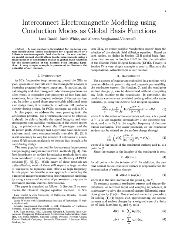 (PDF) Interconnect electromagnetic modeling using conduction modes as global basis functions