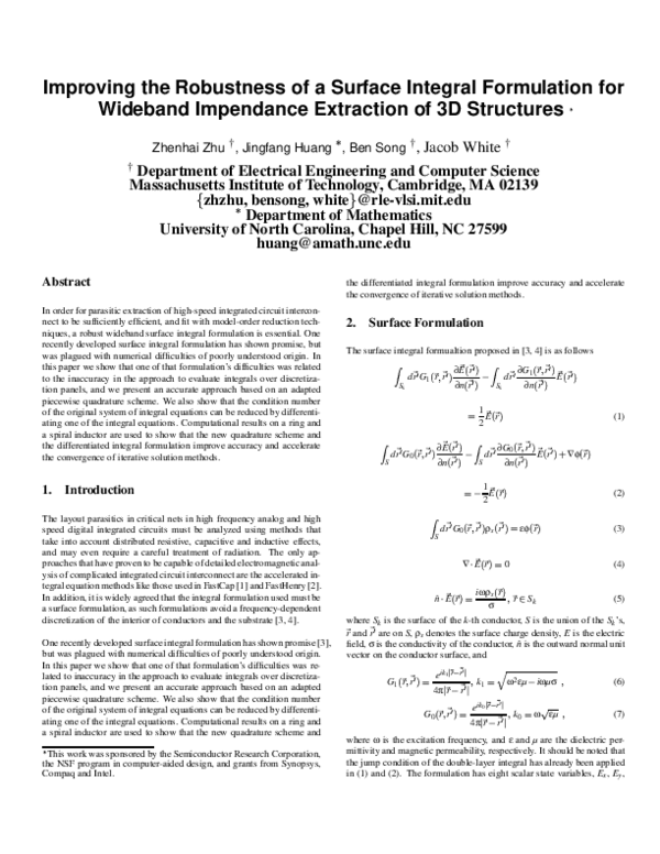 (PDF) Improving the robustness of a surface integral formulation for wideband impedance ...