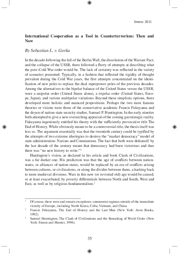 (PDF) International Cooperation as a Tool in Counterterrorism: Then and Now