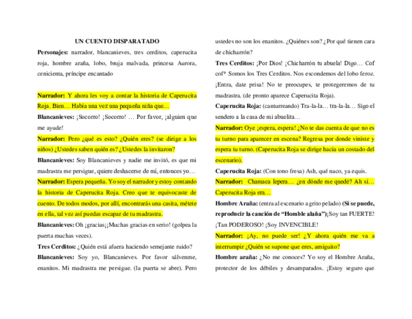 (PDF) Guion Un cuento disparatado