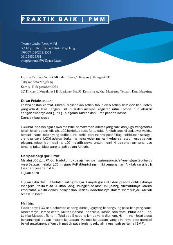 (PDF) Lomba Mata Pelajaran Pendidikan Agama Kristen [MAPAK] | Tingkat ...