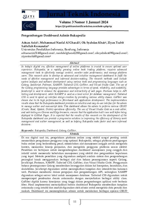 (PDF) Pengembangan Dashboard Admin Bukupedia
