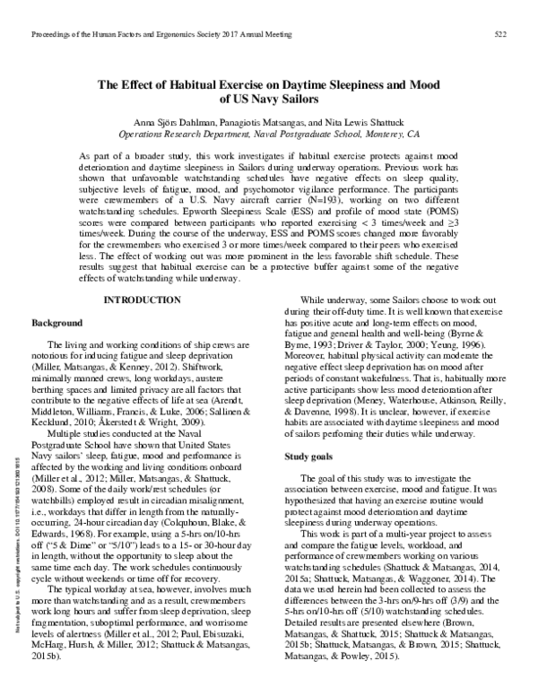 (PDF) The Effect of Habitual Exercise on Daytime Sleepiness and Mood of ...
