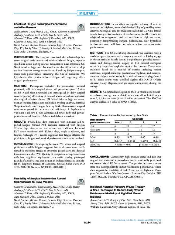(PDF) Feasibility of Surgical Intervention Aboard Nontraditional US ...