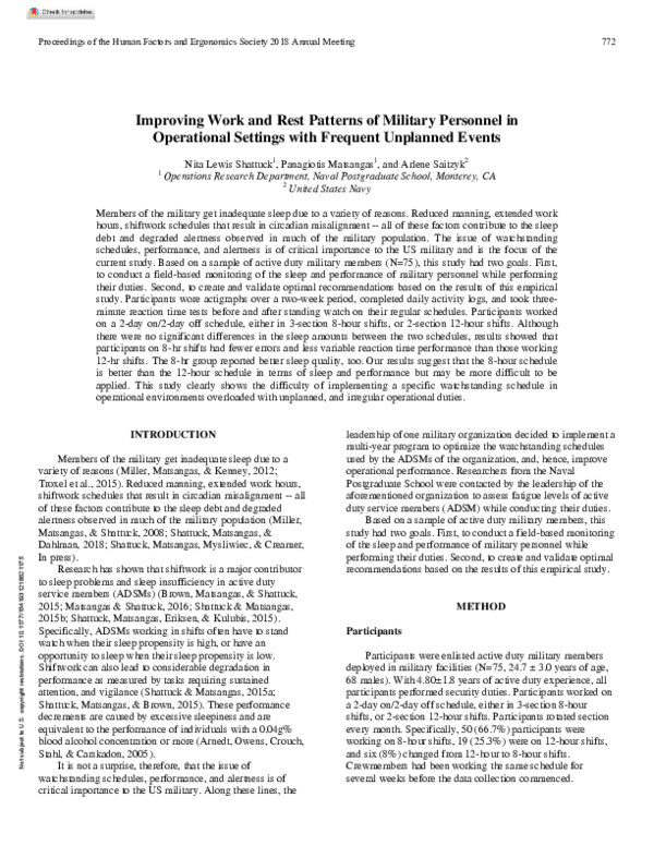 (PDF) Improving Work and Rest Patterns of Military Personnel in ...