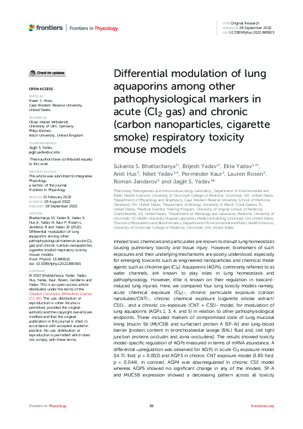 (PDF) Differential modulation of lung aquaporins among other ...