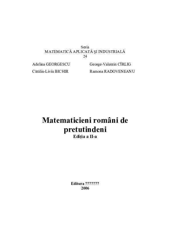 (PDF) Matematicieni români de pretutindeni Ediţia a II-a