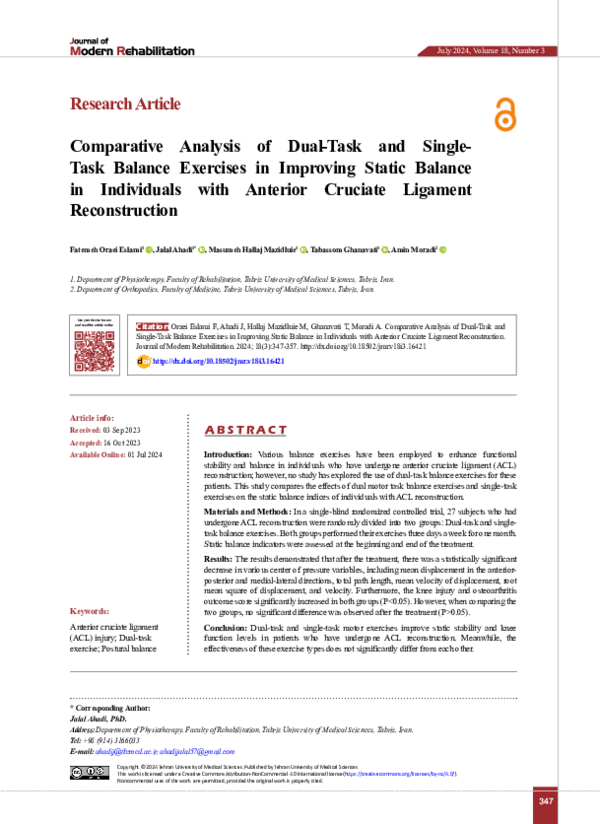 (PDF) Comparative Analysis of Dual-Task and Single-Task Balance ...