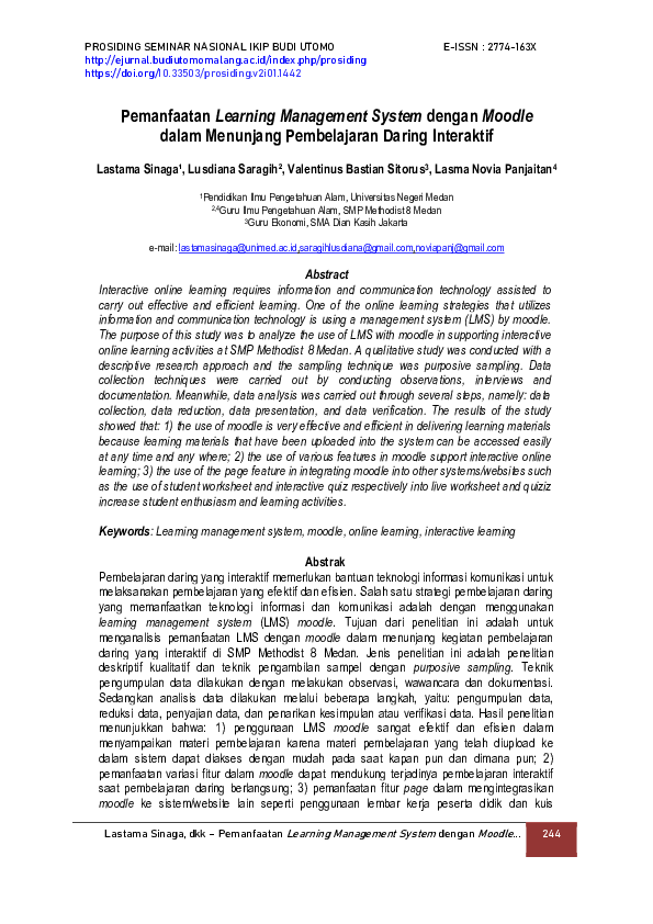 (PDF) Pemanfaatan Learning Management System dengan Moodle dalam Menunjang Pembelajaran Daring ...