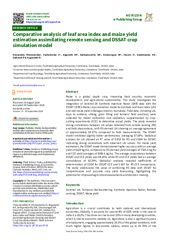 Pdf Comparative Analysis Of Leaf Area Index And Maize Yield Estimation Assimilating Remote