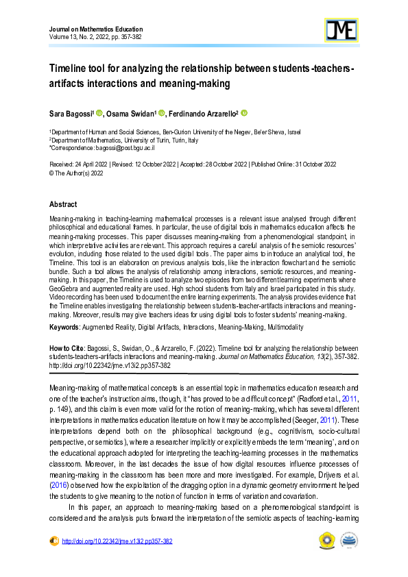 (PDF) Timeline tool for analyzing the relationship between students ...