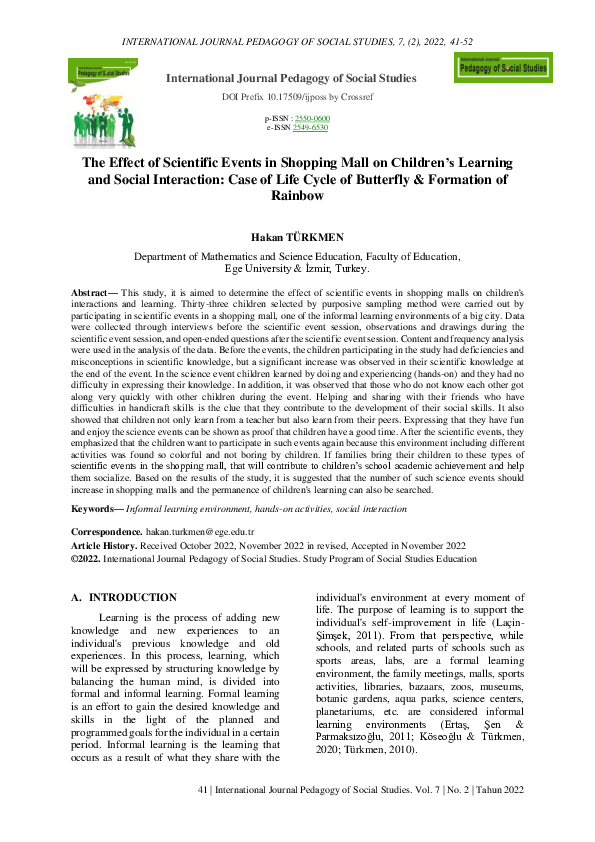 (PDF) The Effect of Scientific Events in Shopping Mall On Children’s ...