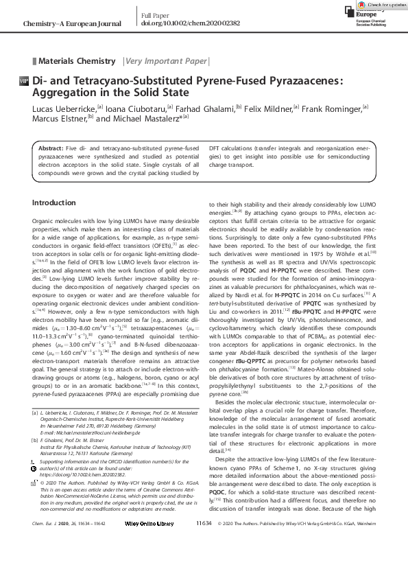 (PDF) Di‐ and Tetracyano‐Substituted Pyrene‐Fused Pyrazaacenes ...
