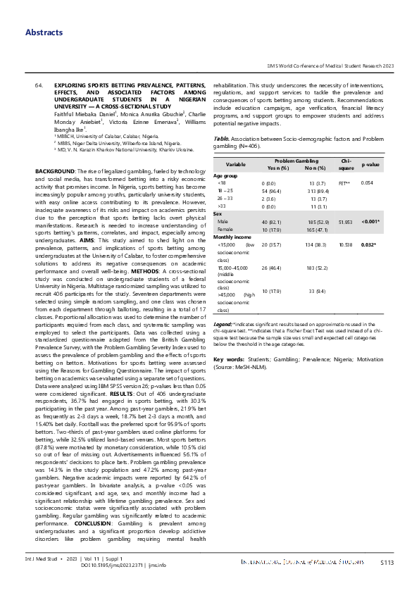 (PDF) Exploring Sports Betting Prevalence, Patterns, Effects, And ...