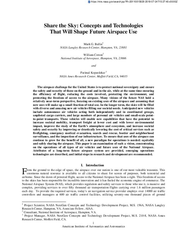 (PDF) Share the Sky: Concepts and Technologies That Will Shape Future ...