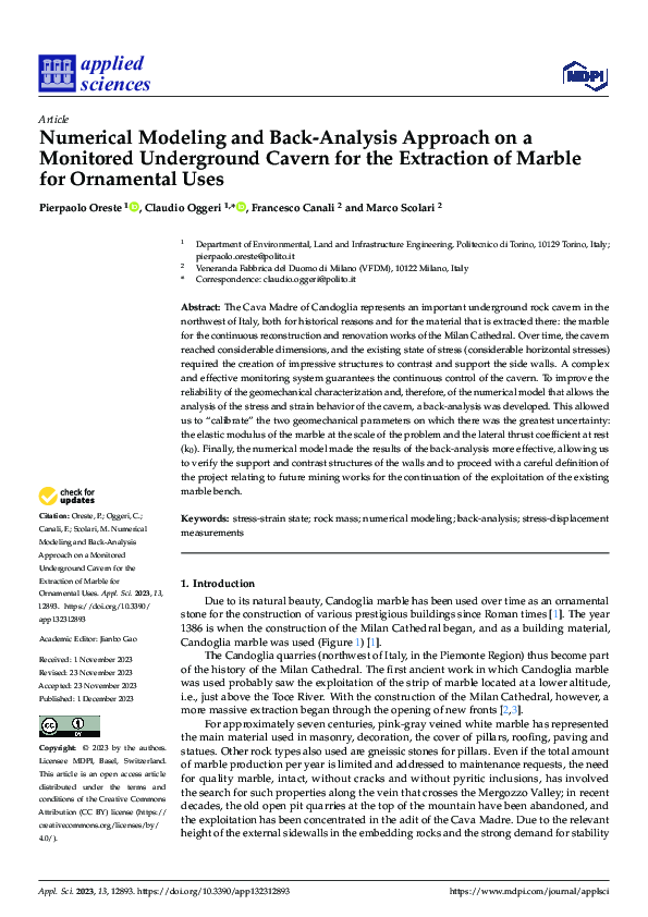 (PDF) Numerical Modeling and Back-Analysis Approach on a Monitored Underground Cavern for the ...