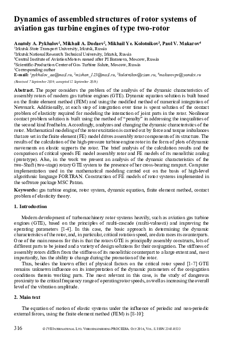 (PDF) Dynamics of assembled structures of rotor systems of aviation gas ...