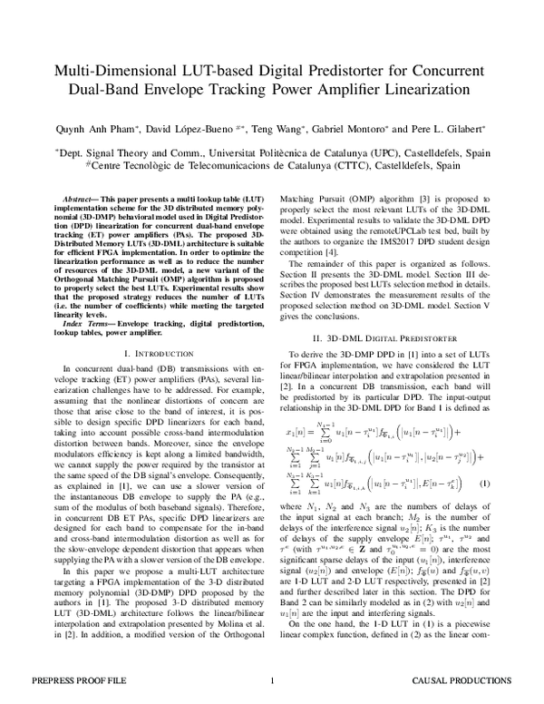(PDF) Multi-dimensional LUT-based digital predistorter for concurrent dual-band envelope ...