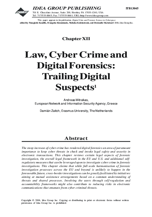 (PDF) Law, CyberCrime and Digital Forensics