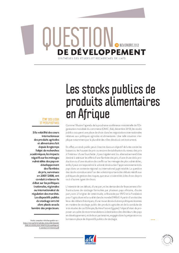 (PDF) Les stocks alimentaires et la régulation de la volatilité des ...