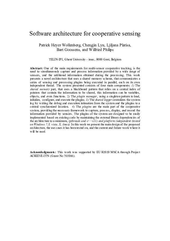 (PDF) Software architecture for cooperative sensing