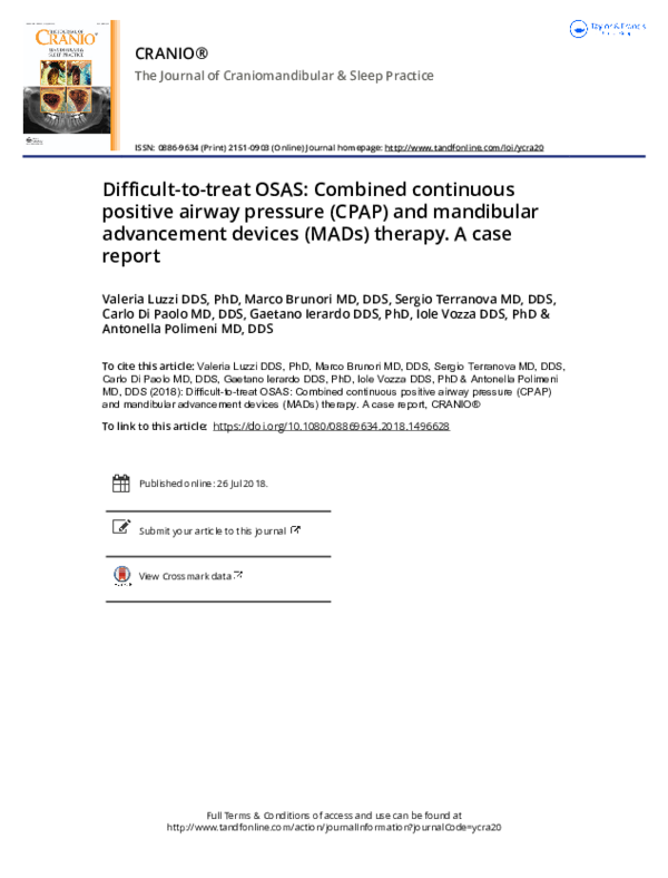 (PDF) Difficult-to-treat OSAS: Combined continuous positive airway ...