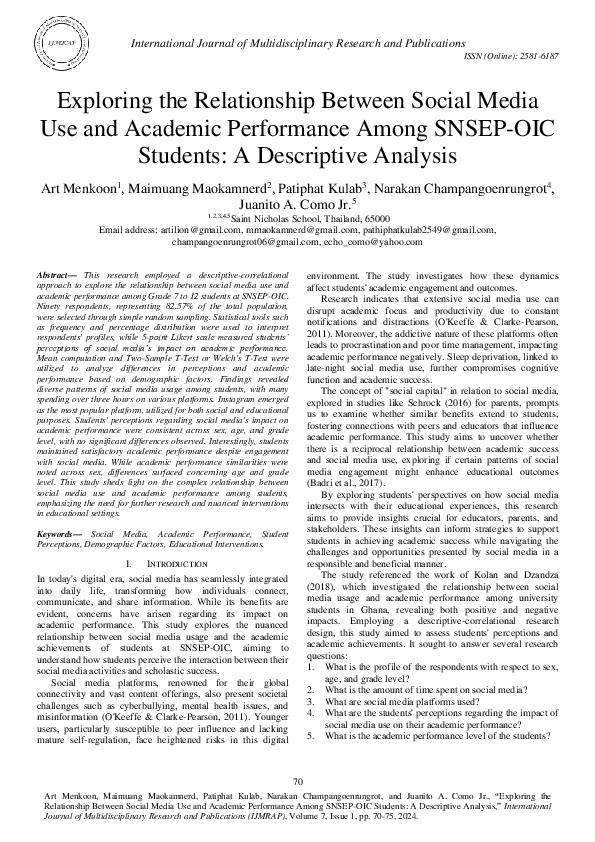 (PDF) Exploring the Relationship Between Social Media Use and Academic ...