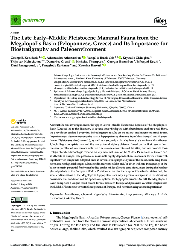 (PDF) The Late Early–Middle Pleistocene mammal fauna from the Megalopolis Basin (Peloponnese ...