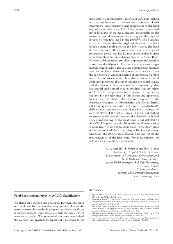 (PDF) Fetal head station: myth of ACOG classification