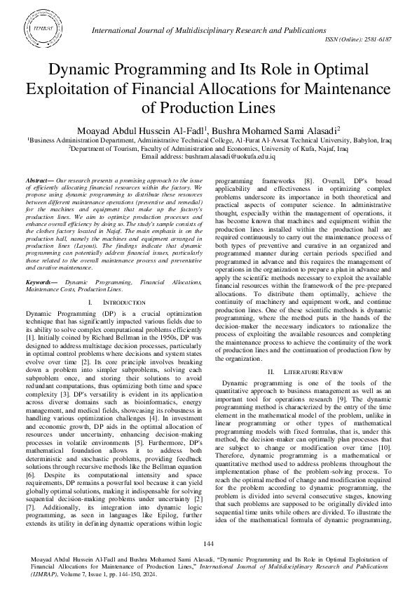 (PDF) Dynamic Programming and Its Role in Optimal Exploitation of ...