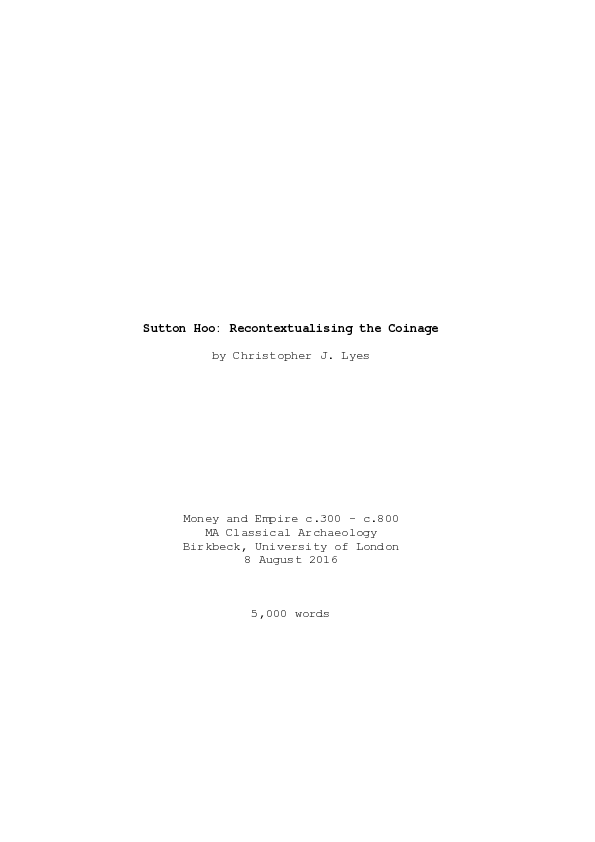 (PDF) Sutton Hoo: Recontextualising the Coinage
