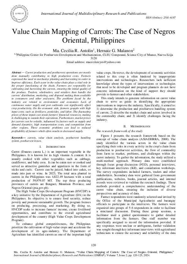 (PDF) Value Chain Mapping of Carrots: The Case of Negros Oriental ...