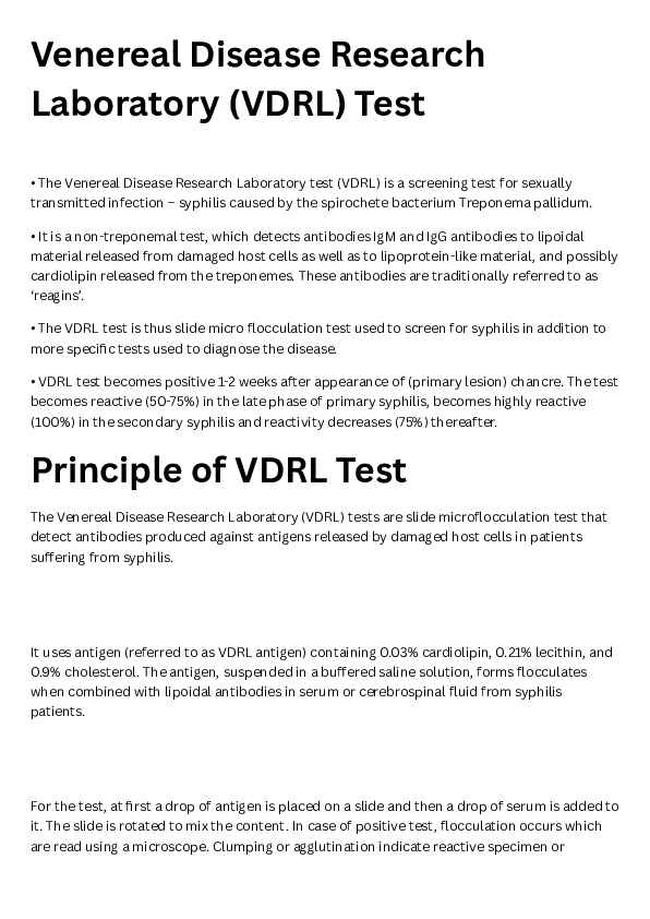 (PDF) Venereal Disease Research Laboratory (VDRL) Test